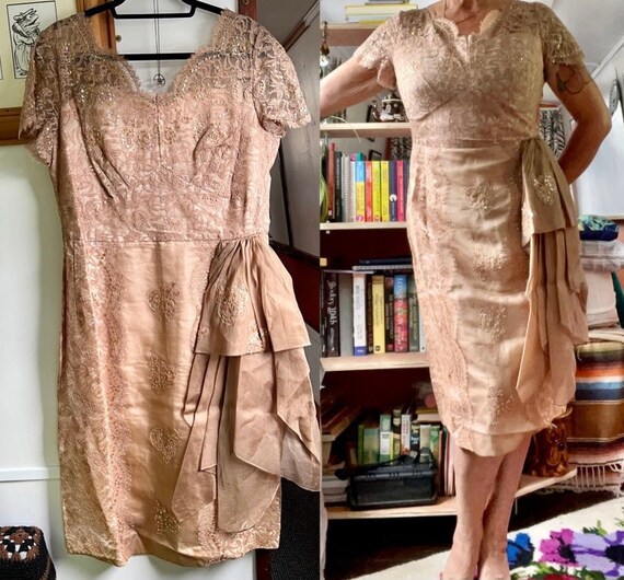 Vintage 1950s bombshell hourglass cocktail wiggle dre… - Gem