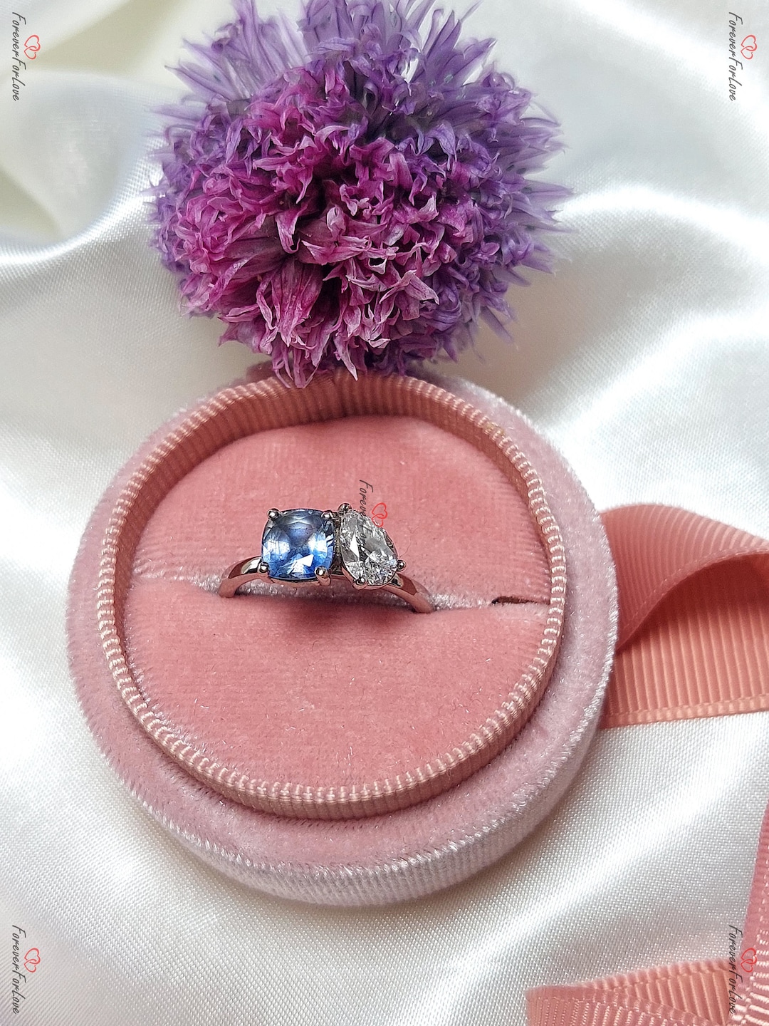 Two Stone Moi Et Toi Engagement Ring, Emily Ratajkowski Style ...