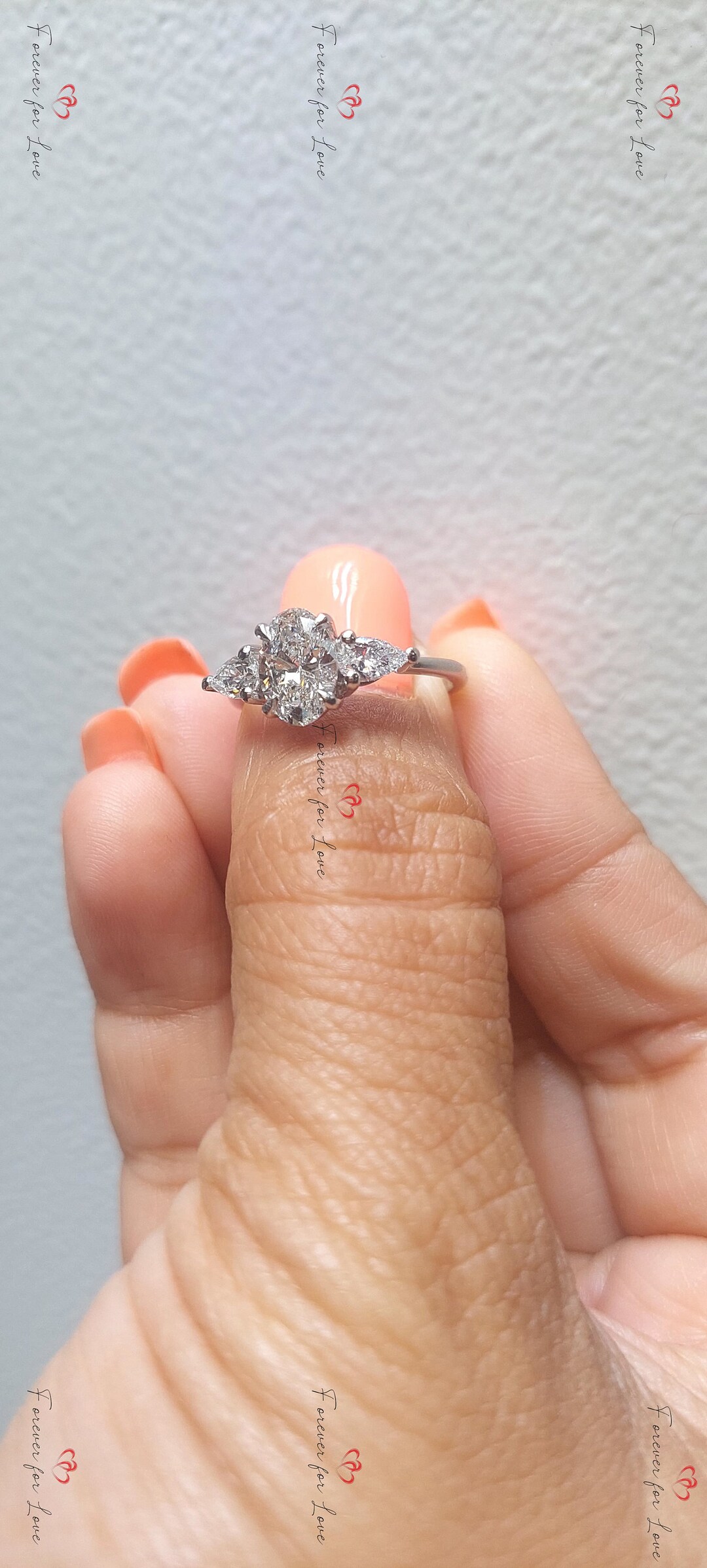 2 CT Trilogy Lab Created Engagement Ring, Oval Cut Diamond Ring, D ...