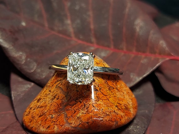 1.3 Carat G VS1 CVD Lab Grown Cushion Cut Engagement Ring With Hidden Halo Double Prongs 14K Solid Gold IGI Certified Cushion Diamond Ring. Etsy