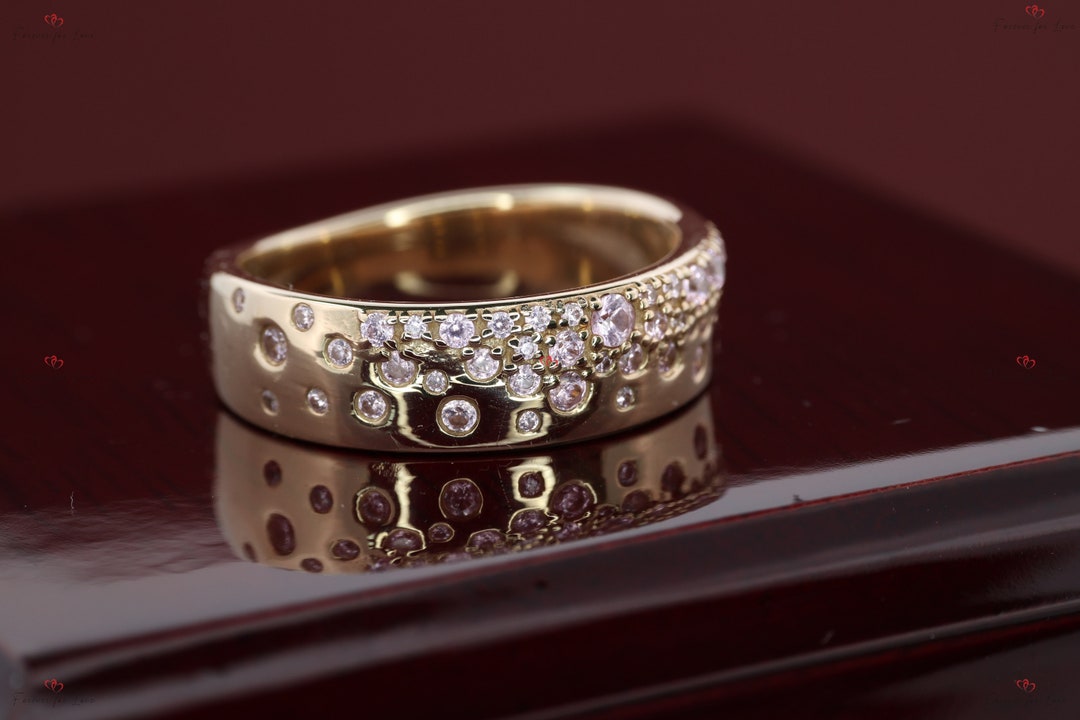 Pink Diamond Starburst Ring, Cluster Diamond 14k Solid Gold Star ...