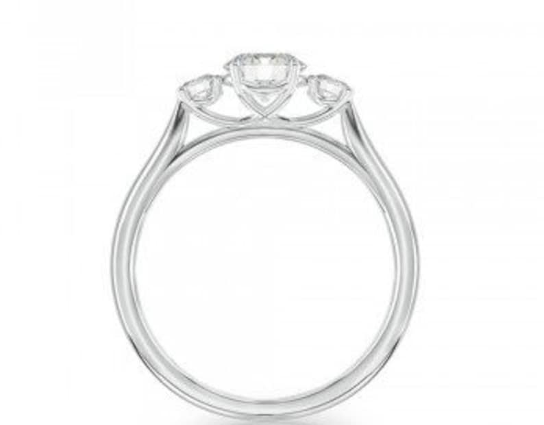 Certified Natural Round Shape Trilogy Diamond Engagement Ring, Solid ...