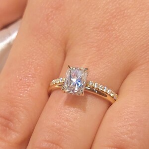 2 Ct Radiant Cut Wedding Set in White Gold , Brilliant Cut Radiant Bridal Set Radiant Bridal Set ...