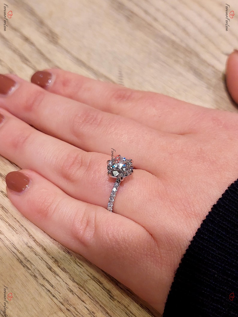 2CT Certified Lab Created Brilliant Cut Diamond Engagement Ring, Round ...