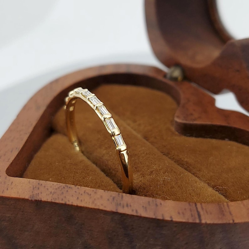Baguette Cut Lab Grown Diamond Band, Baguette Wedding Band, Half ...