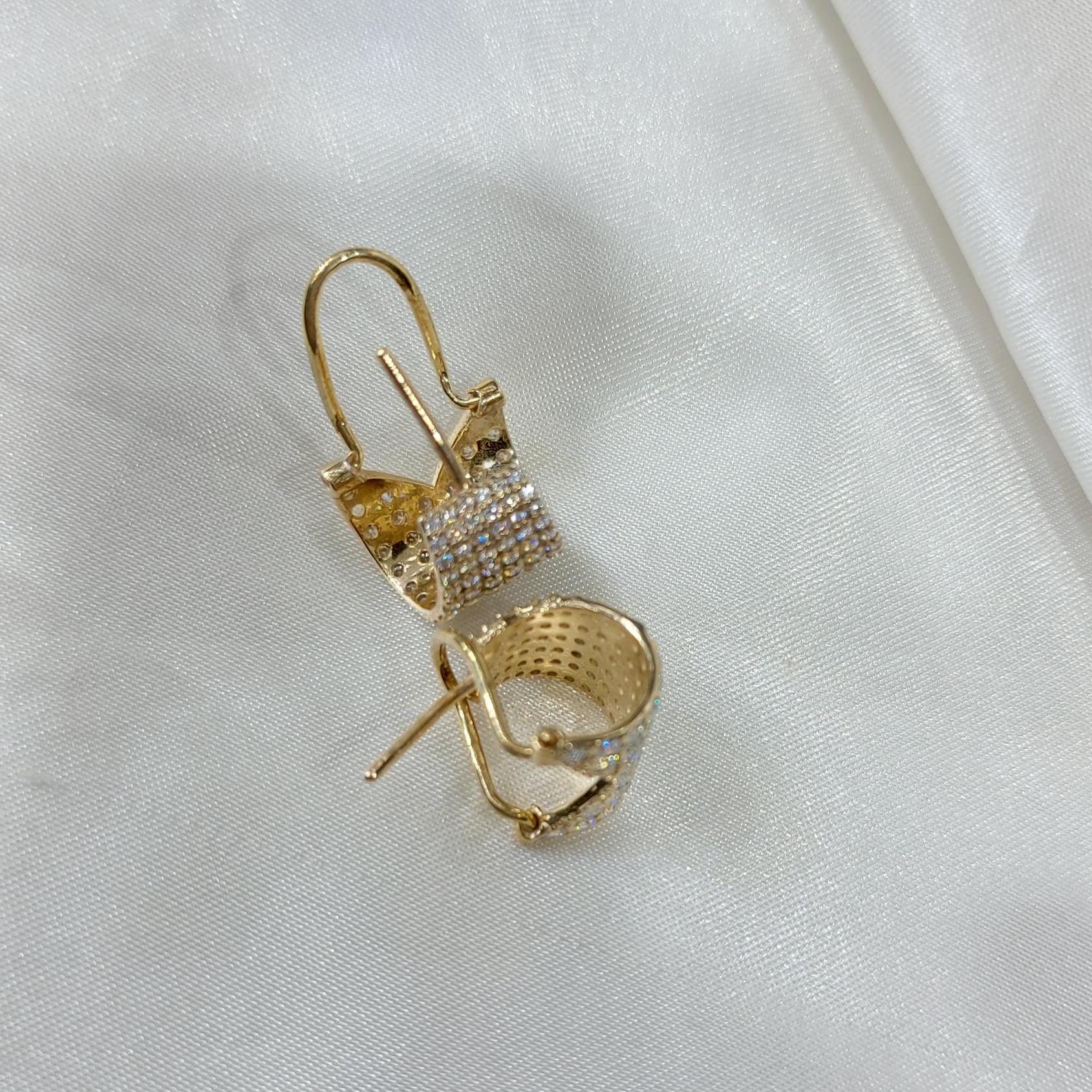 Round Cut Lab Diamond Cluster Fan Earrings, Modern Fan Style Statement ...