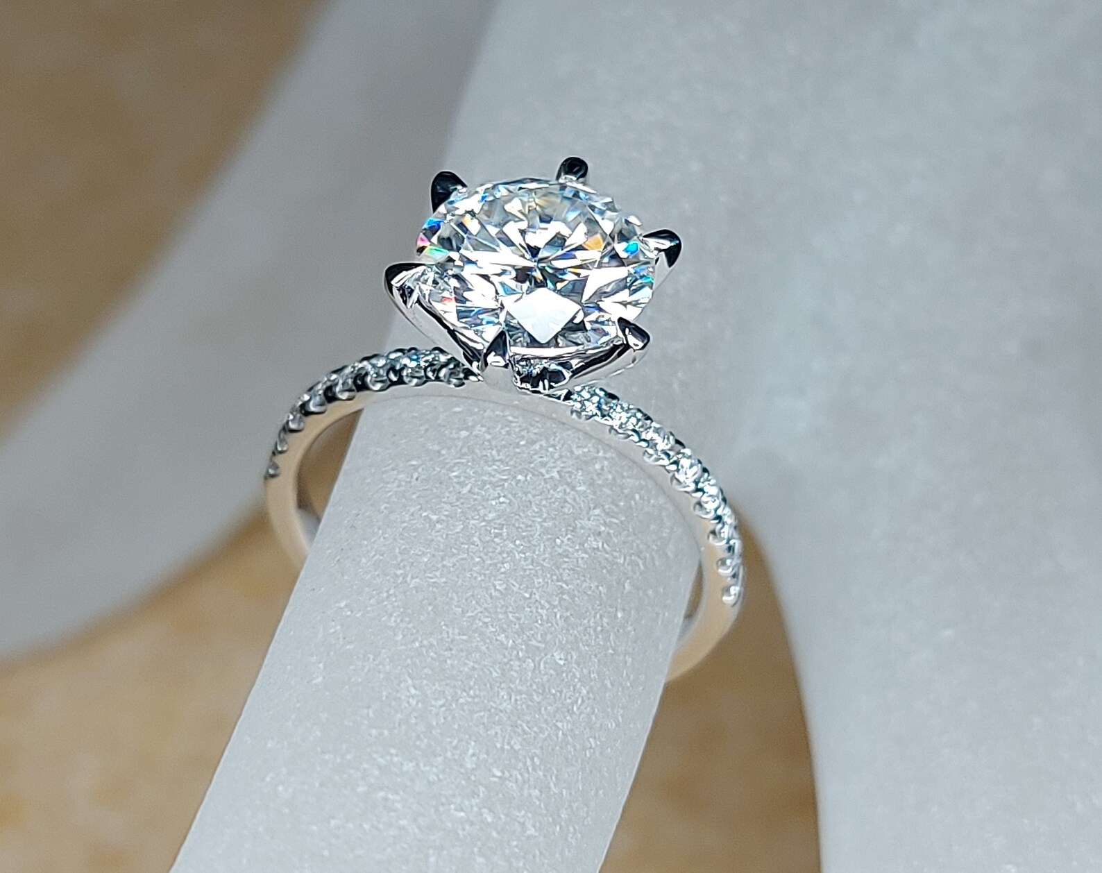 2CT Certified Lab Created Brilliant Cut Diamond Engagement Ring, Round ...