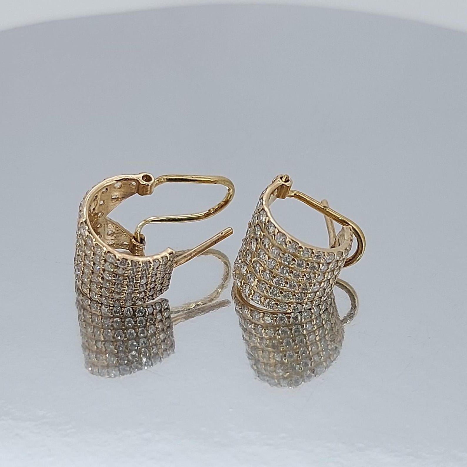Round Cut Lab Diamond Cluster Fan Earrings, Modern Fan Style Statement ...
