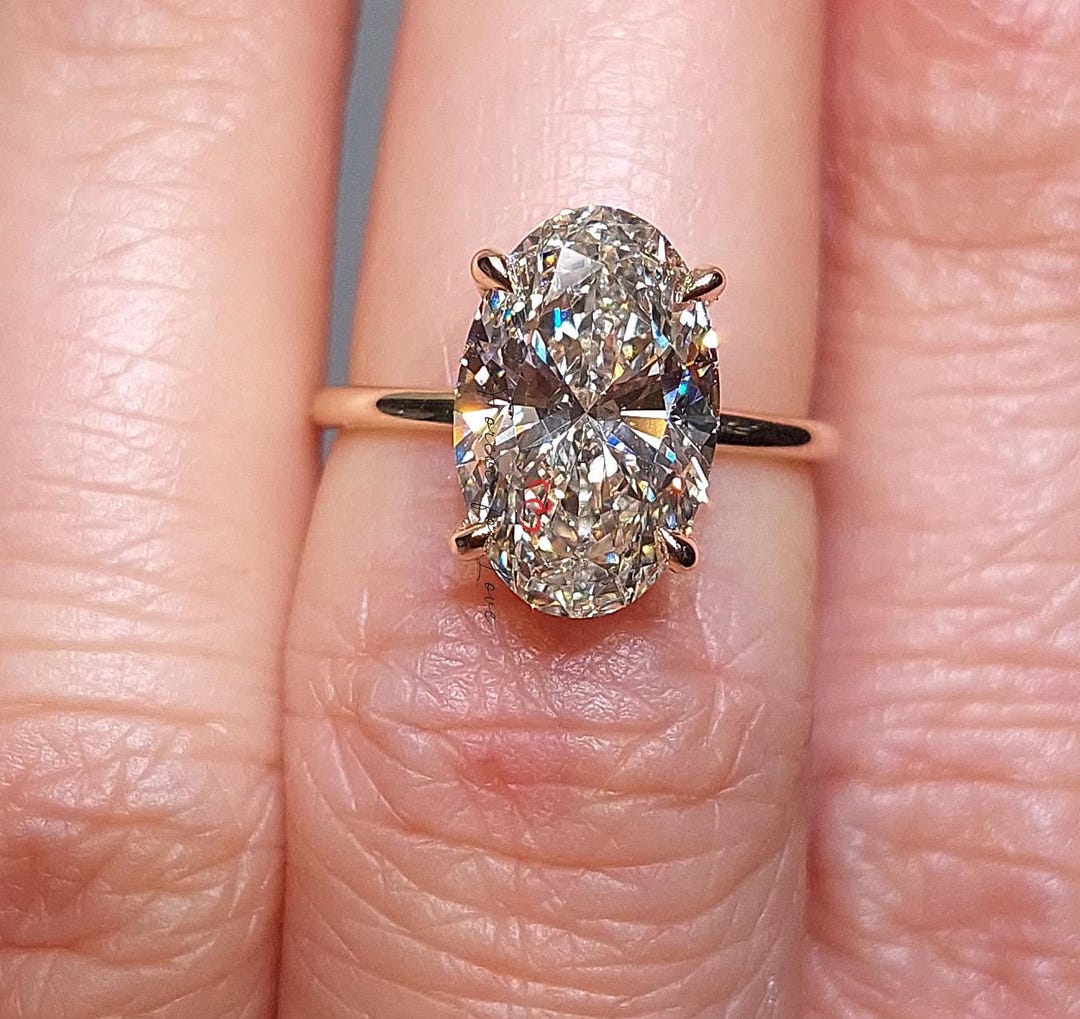 Oval Cut Lab Diamond Engagement Ring, Lab Created 5ct D VVS2 Oval ...