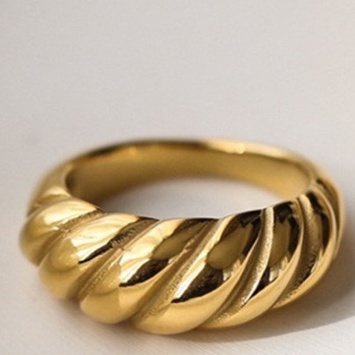 14k Solid Gold Dome Croissant Ring Dome Ring Chunky Gold | Etsy UK