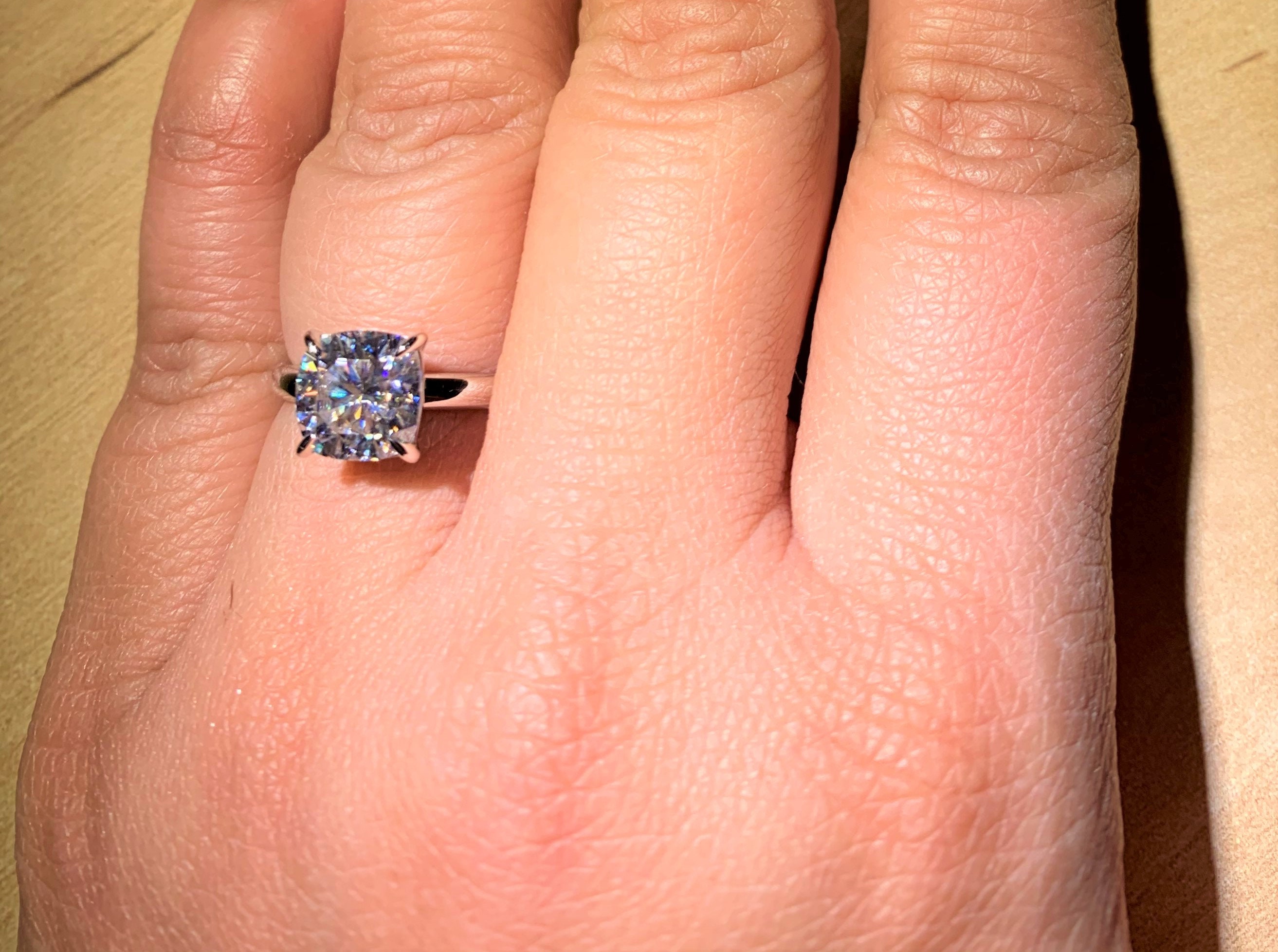 2 Ct Cushion Cut Charles Colvard Moissanite Engagement Ring - Etsy