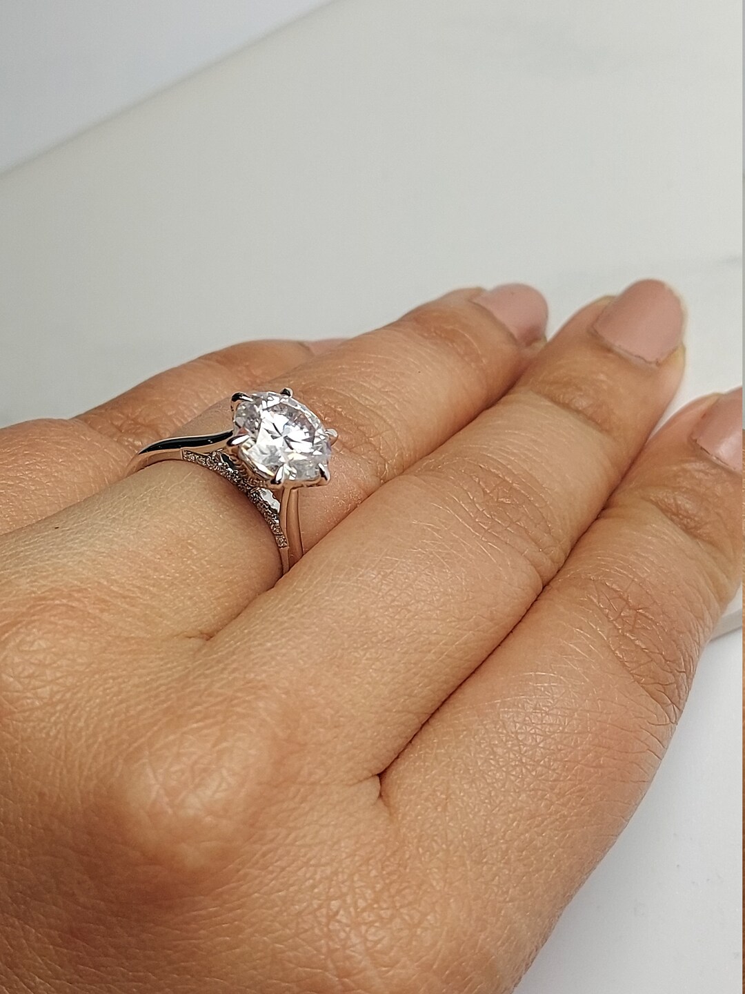 3 CT Moissanite Round Engagement Ring 9MM Forever One Diamond ...