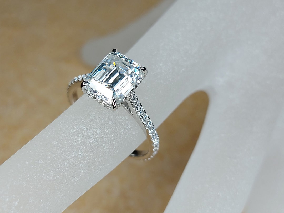 3 CT/9* 7mm Emerald Cut Forever One Engagement Ring White 14k/18k ...