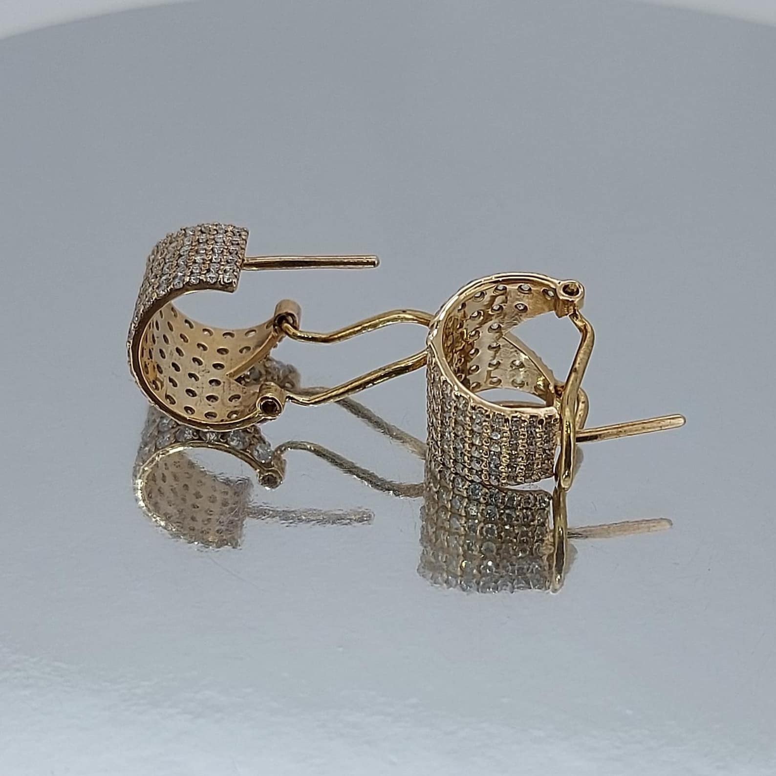 Round Cut Lab Diamond Cluster Fan Earrings, Modern Fan Style Statement ...