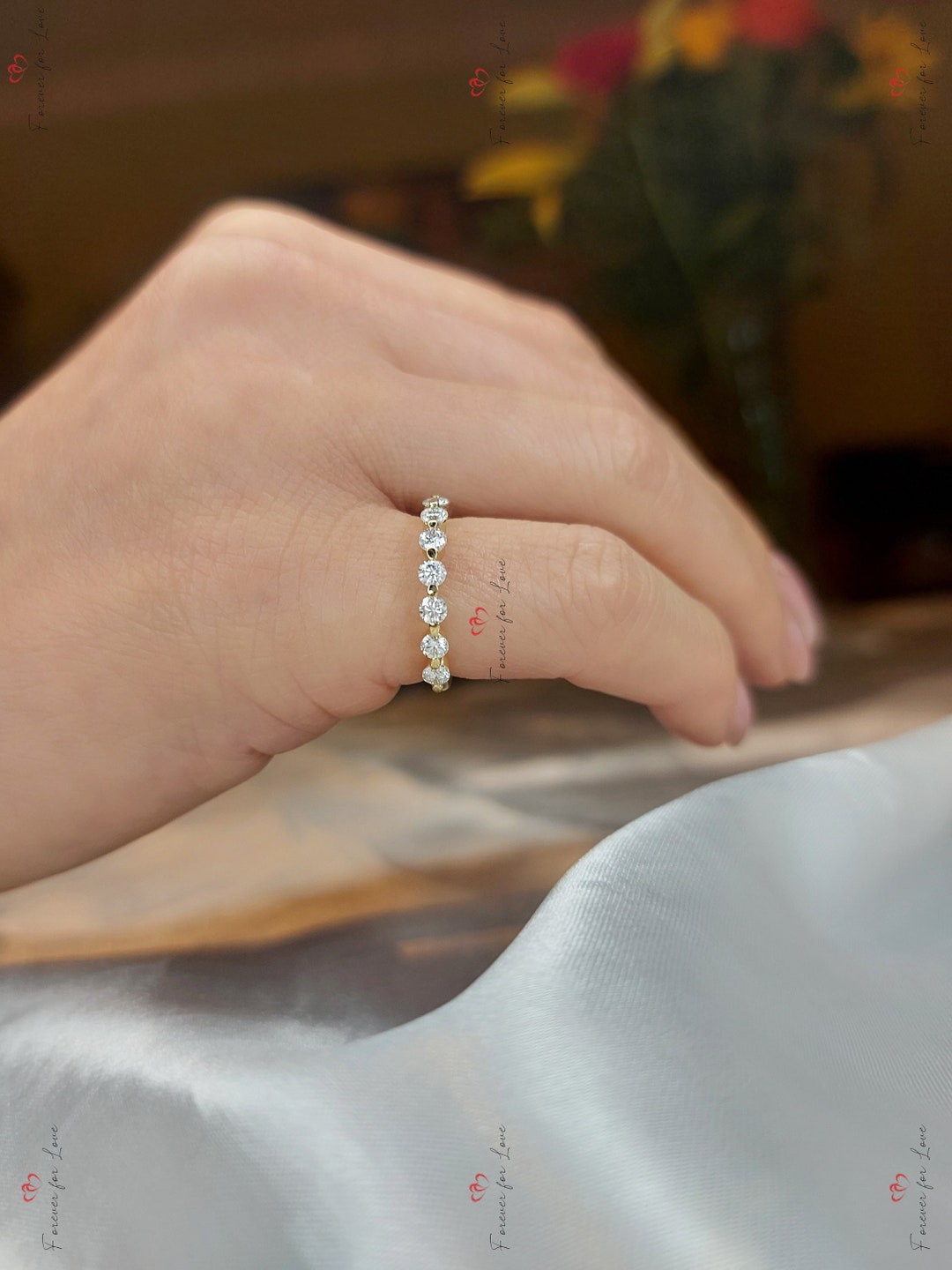 Round Lab Grown Diamond Wedding Band, 2.5 MM Round Lab Created Band ...