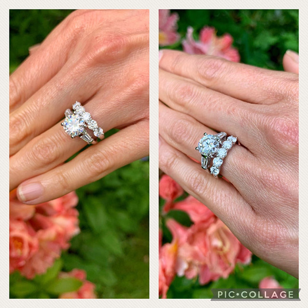 2ct Round Cut Trio Wedding Set in White Gold , Brilliant Cut Round ...