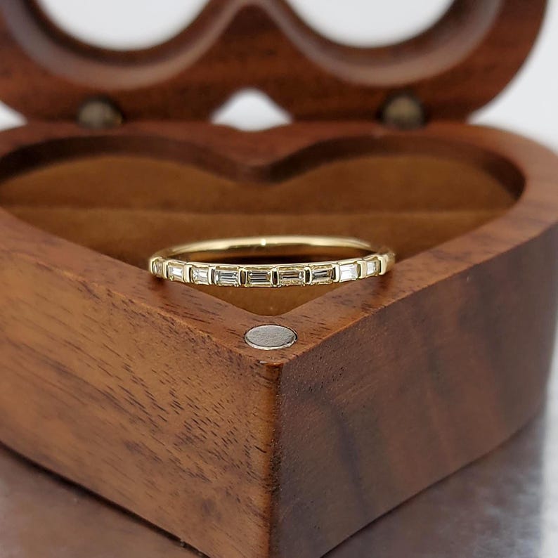 Baguette Cut Lab Grown Diamond Band, Baguette Wedding Band, Half ...