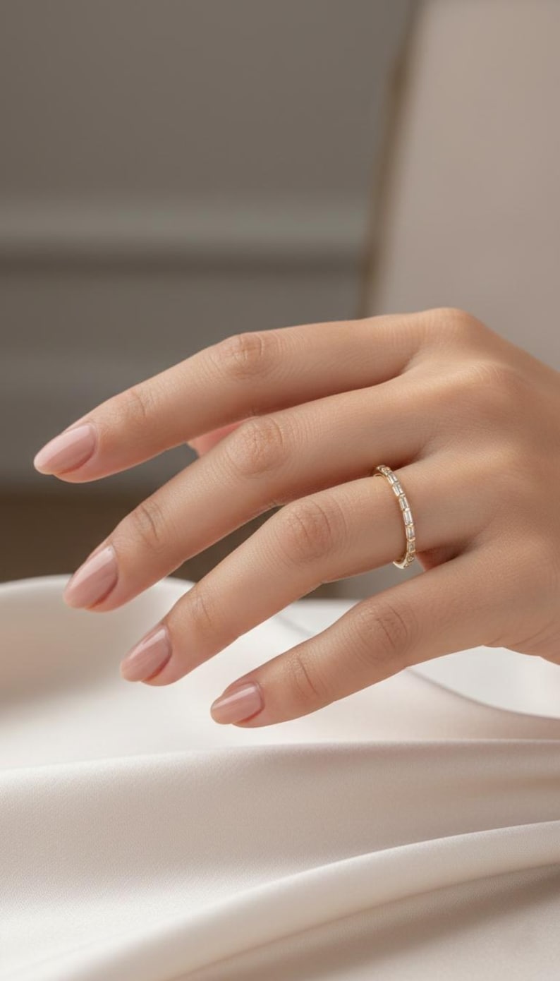 Baguette Cut Lab Grown Diamond Band, Baguette Wedding Band, Half ...