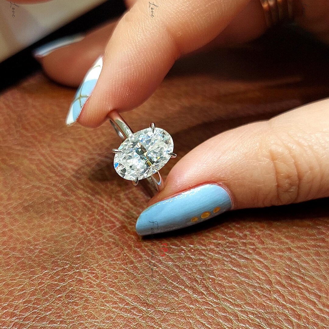 Oval Cut Engagement Ring, 4ct Diamond Cut Oval 12*8mm Moissanite ...