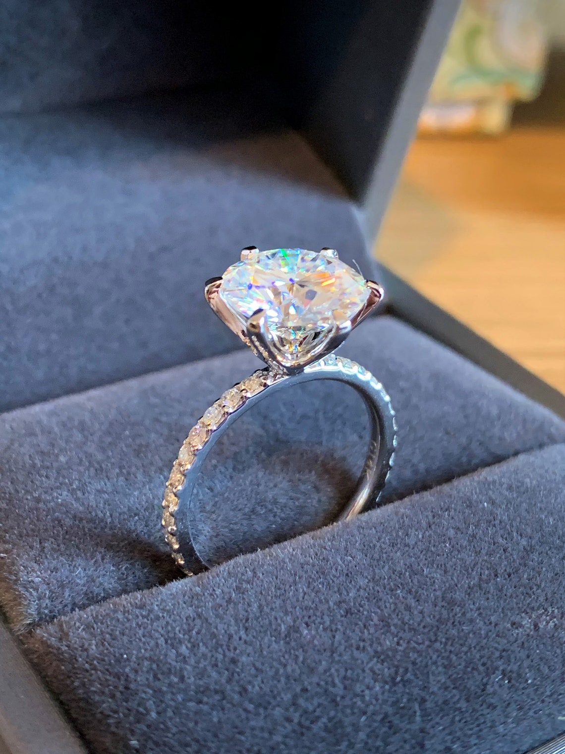 Round Moissanite Engagement Ring 4 CT/ 10 Mm Natural Diamond | Etsy