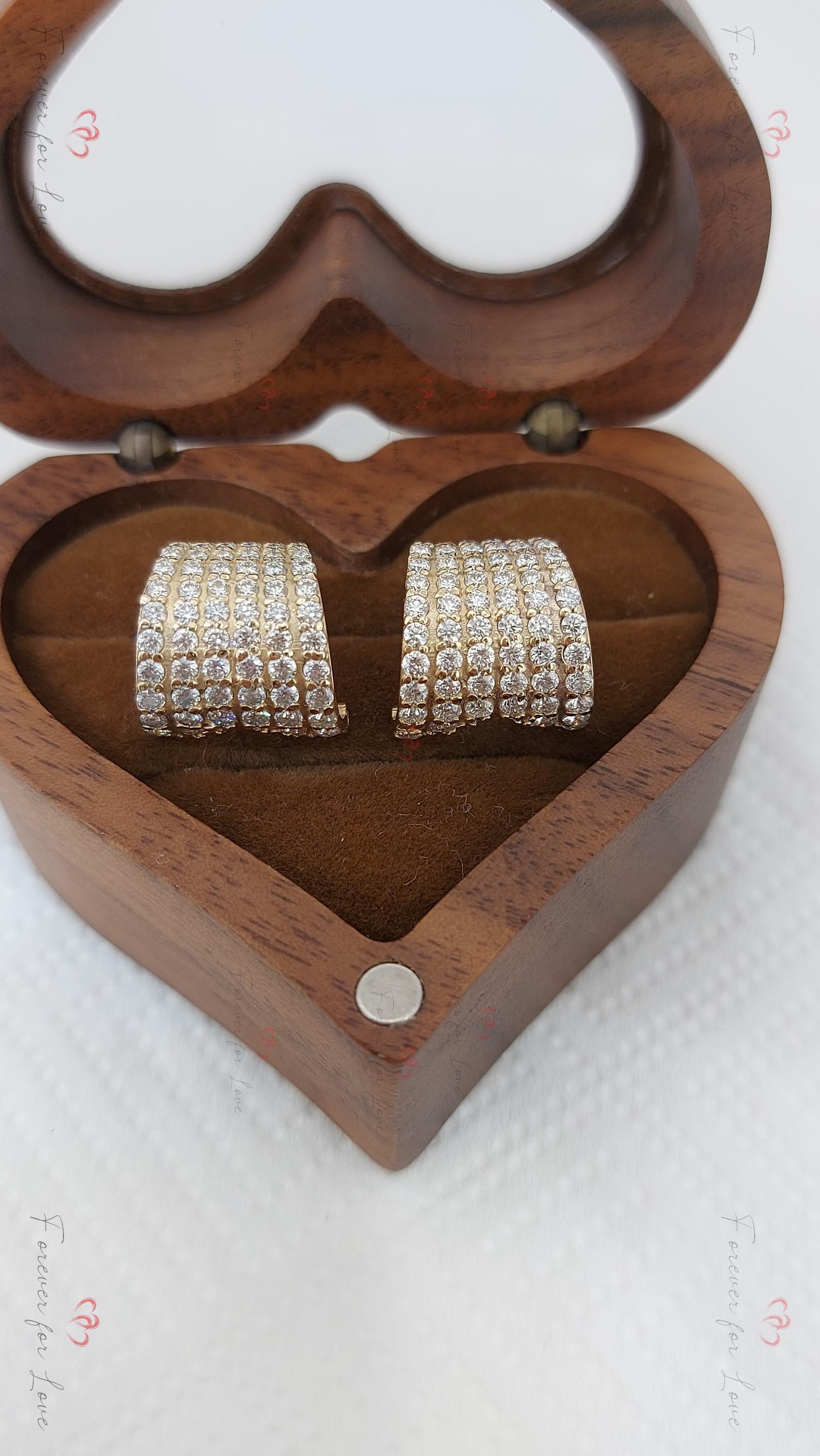 Round Cut Lab Diamond Cluster Fan Earrings, Modern Fan Style Statement ...