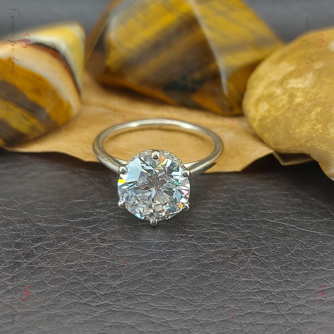 Round Solitaire Diamond Engagement Ring 3CT Certified Lab Created ...