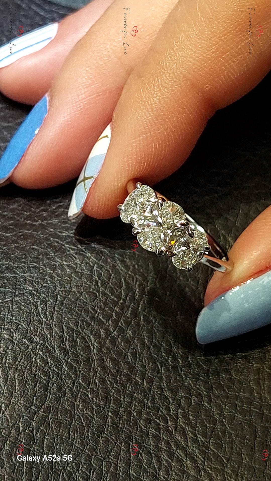 2 CT Trilogy Lab Created Engagement Ring, Oval Cut Diamond Ring, D ...