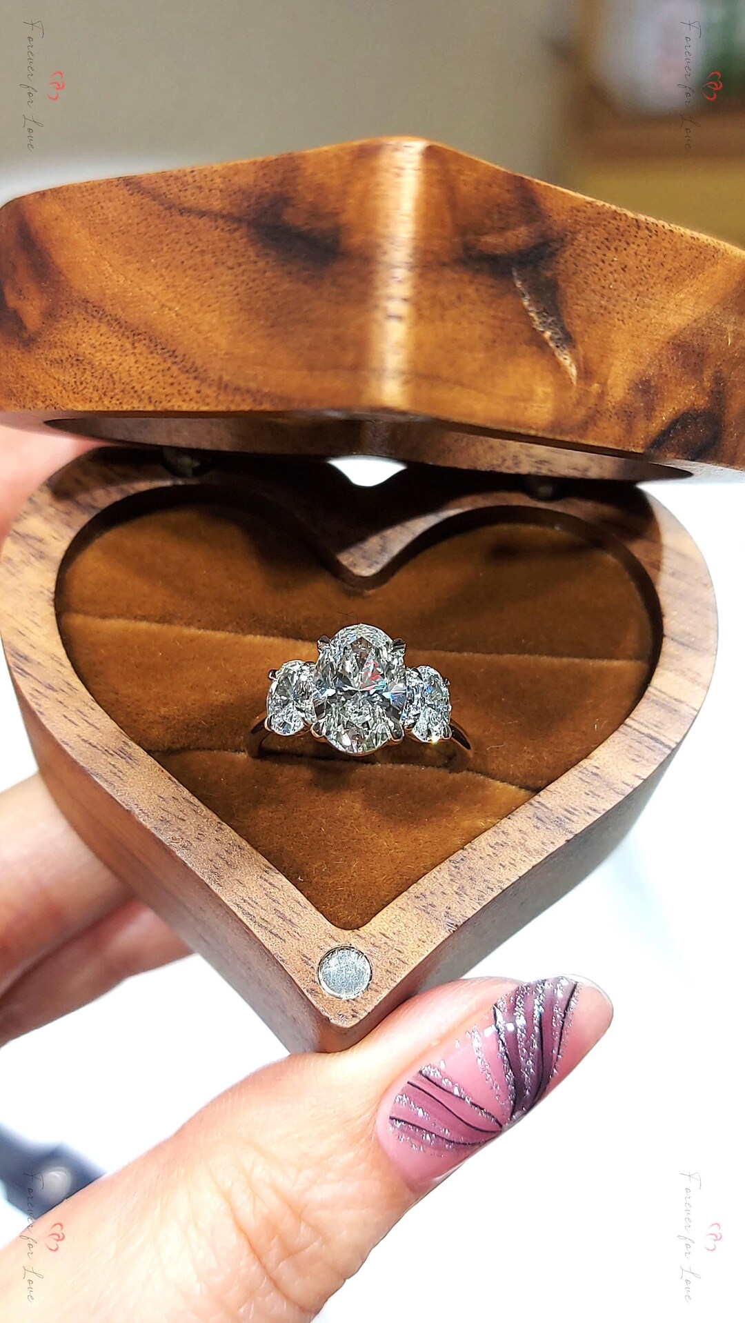 3 CT Trilogy Lab Created Engagement Ring, Oval Cut Diamond Ring, E ...