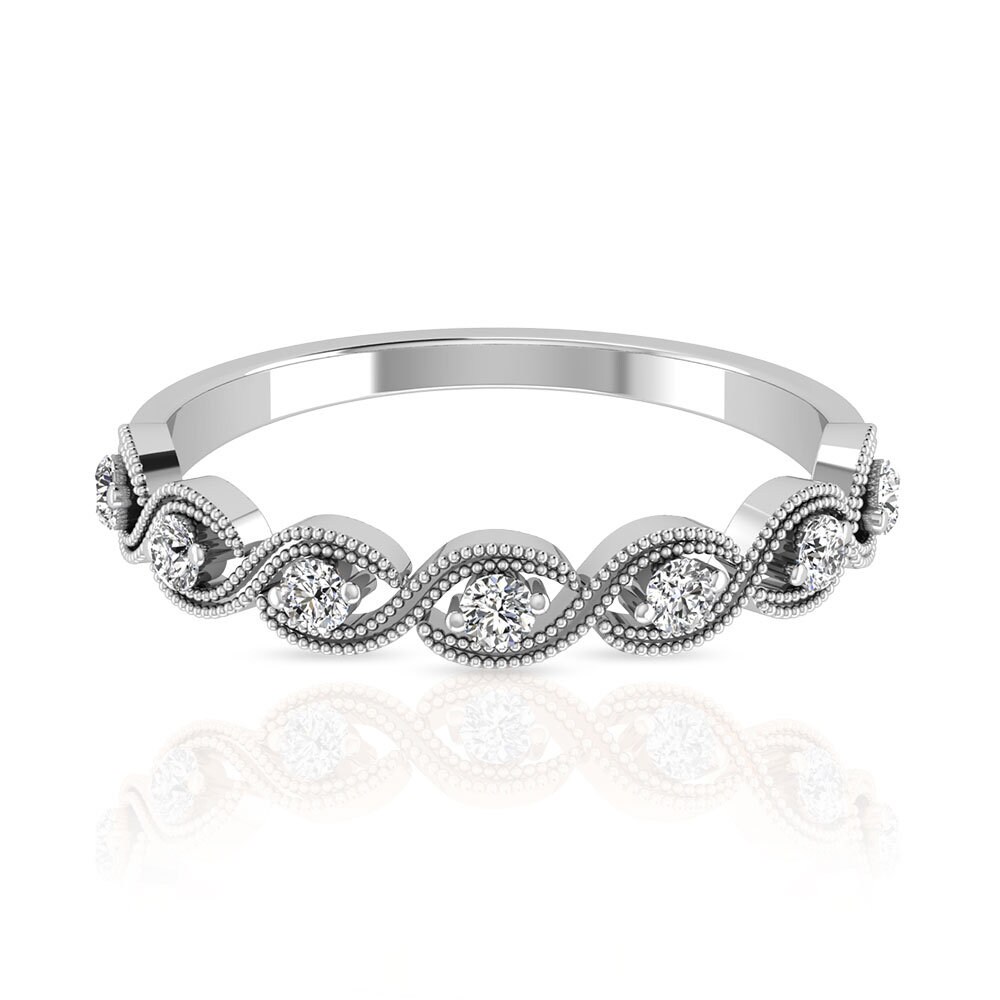 Art Deco 2mm Wide Eternity Ring /half Eternity Diamond Wedding Band ...