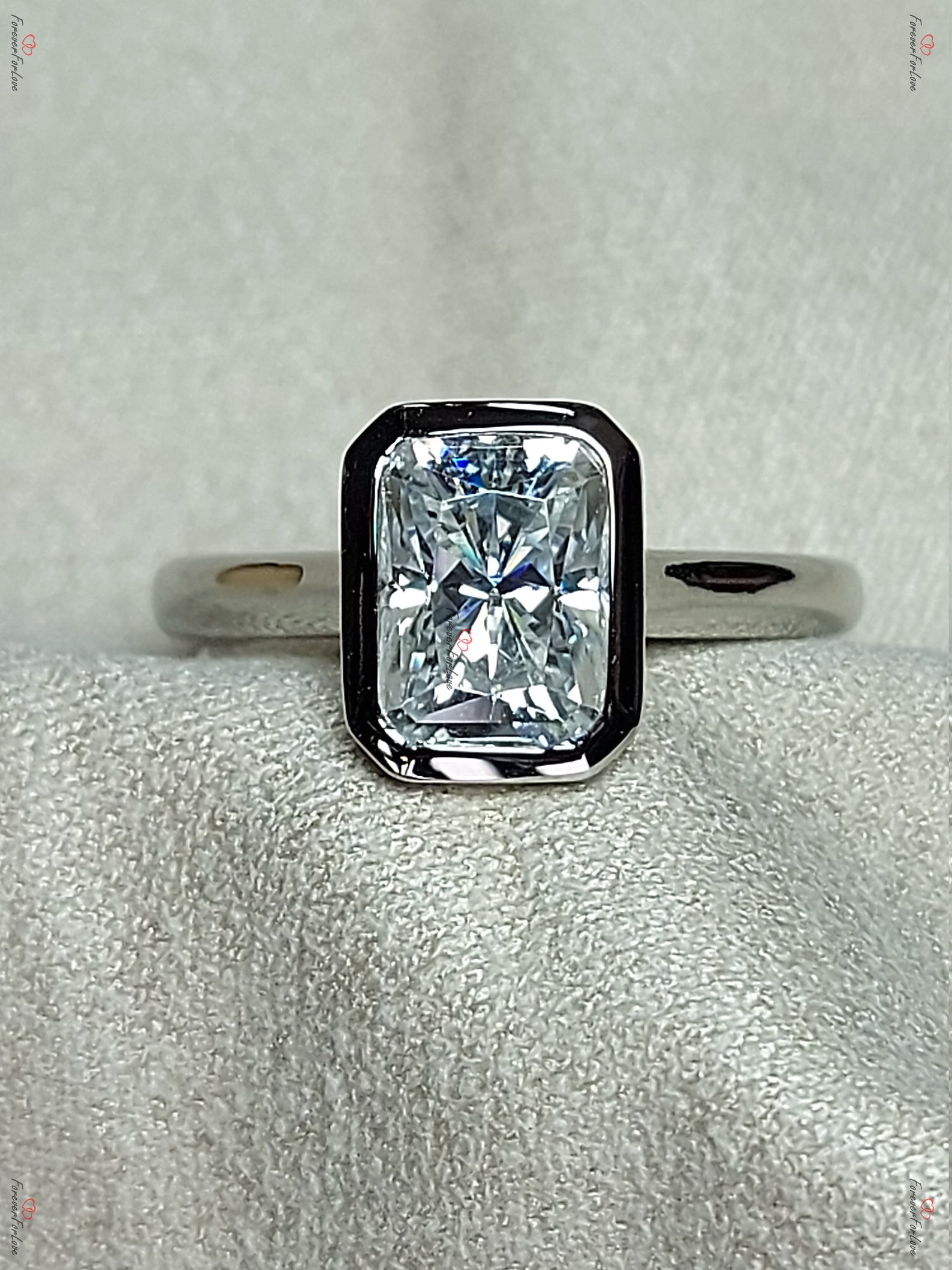 1.5 CT Radiant Cut Engagement Ring White Gold Moissanite | Etsy