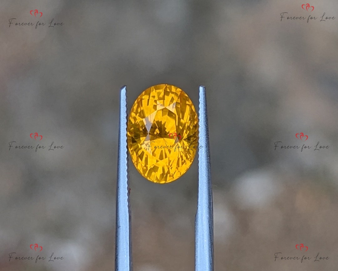 Golden Yellow Sapphire 7 Carats, Genuine Ceylon Oval Shaped Loose ...