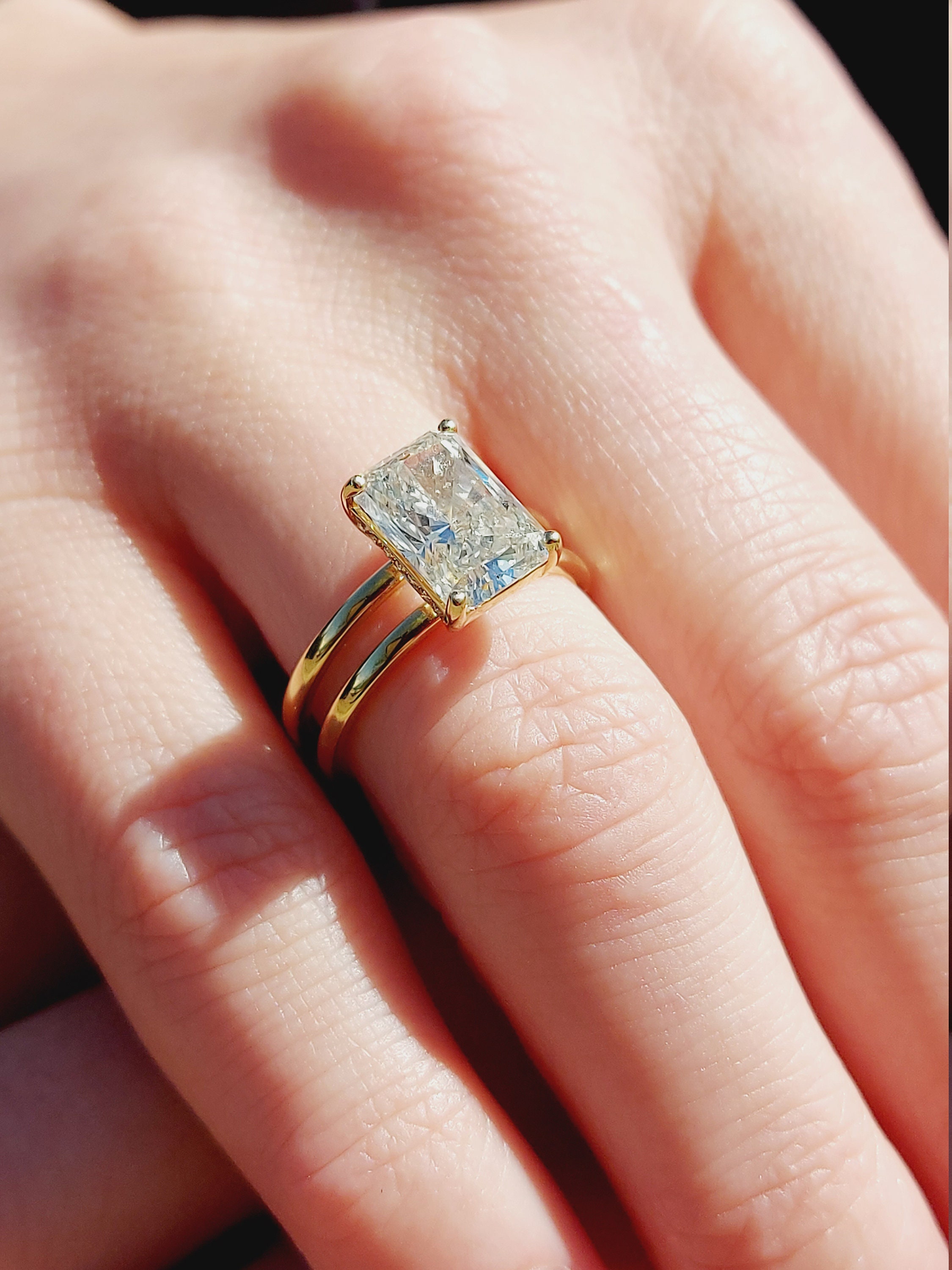 IGI Certified 2.6 Ct 14K Yellow Gold Radiant cut Diamond | Etsy