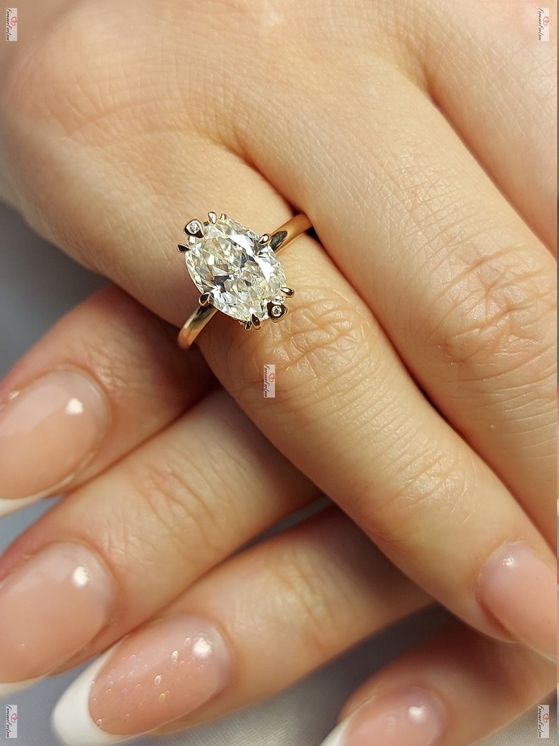 Oval Diamond Engagement Ring 1 Carat Oval Shape 18k Yellow - Etsy