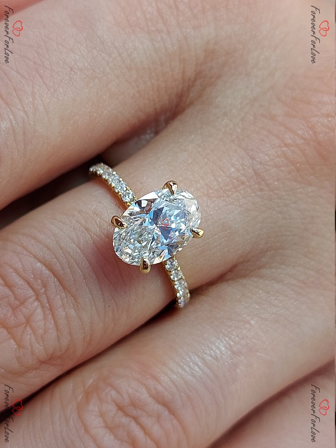 2ct Oval Diamond Engagement Ring Solid Gold Lab Grown Certified ...