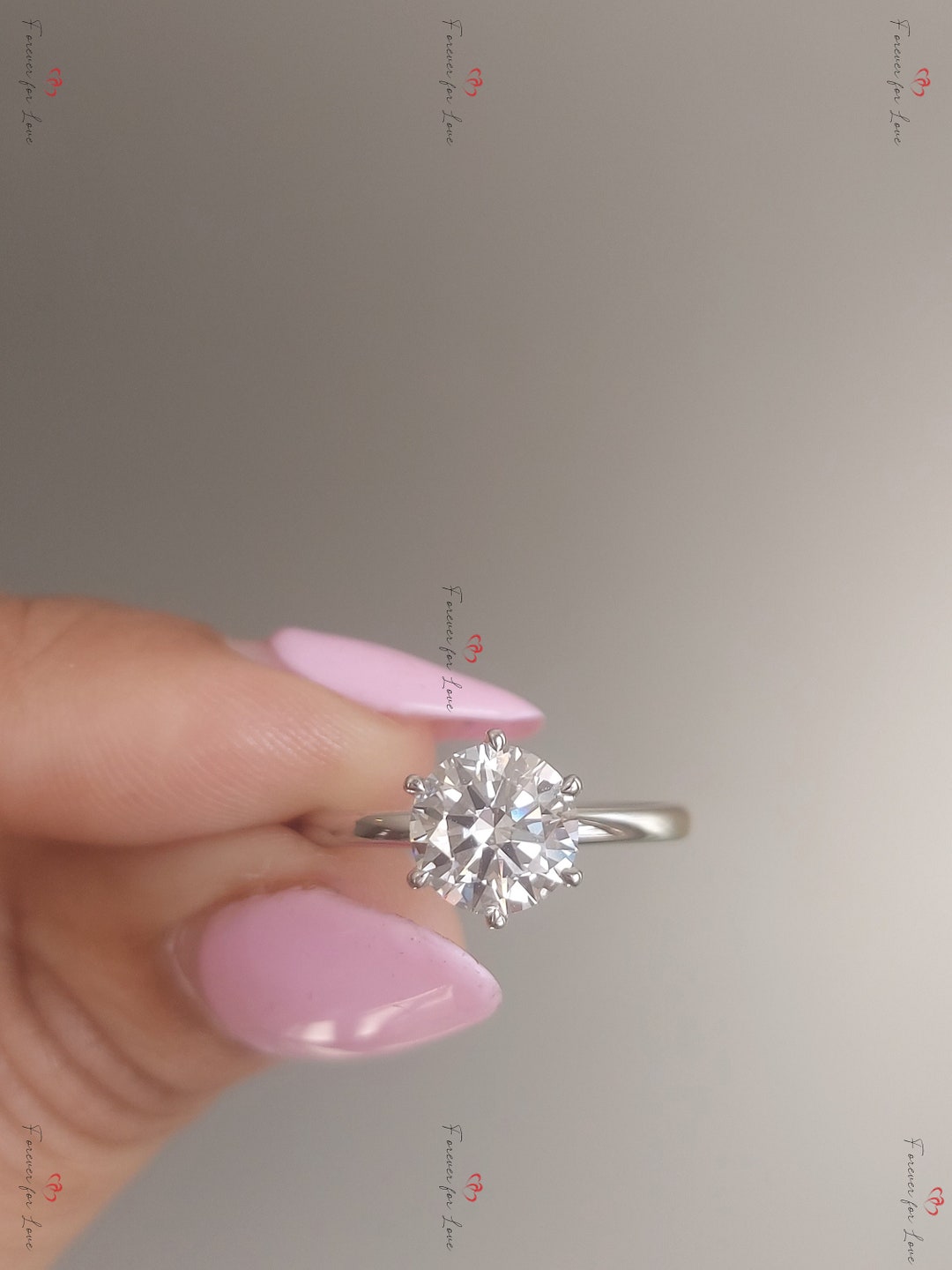 1.6 Ct Round Diamond Lab Created Engagement Ring 18K White Gold ...