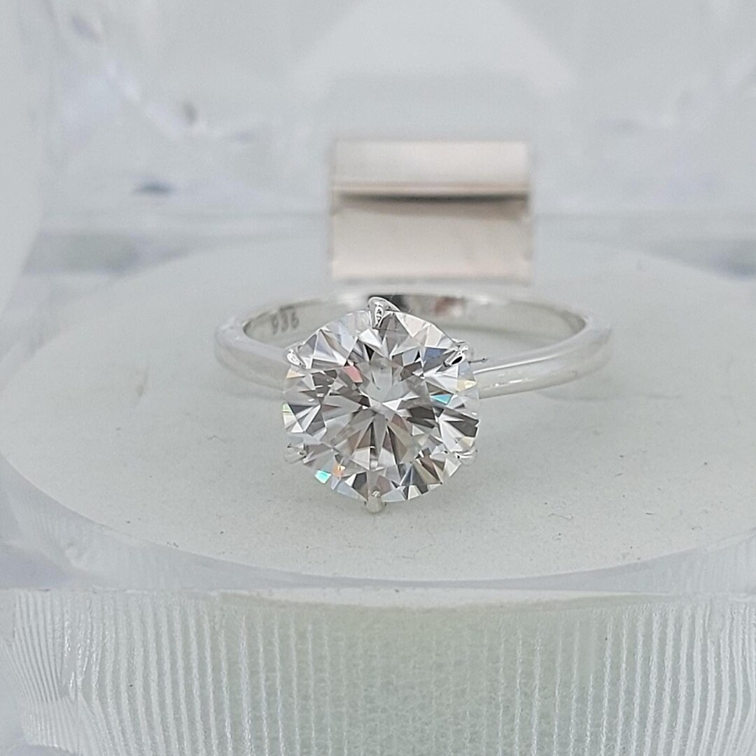 Round Solitaire Diamond Engagement Ring 3CT Certified Lab Created ...