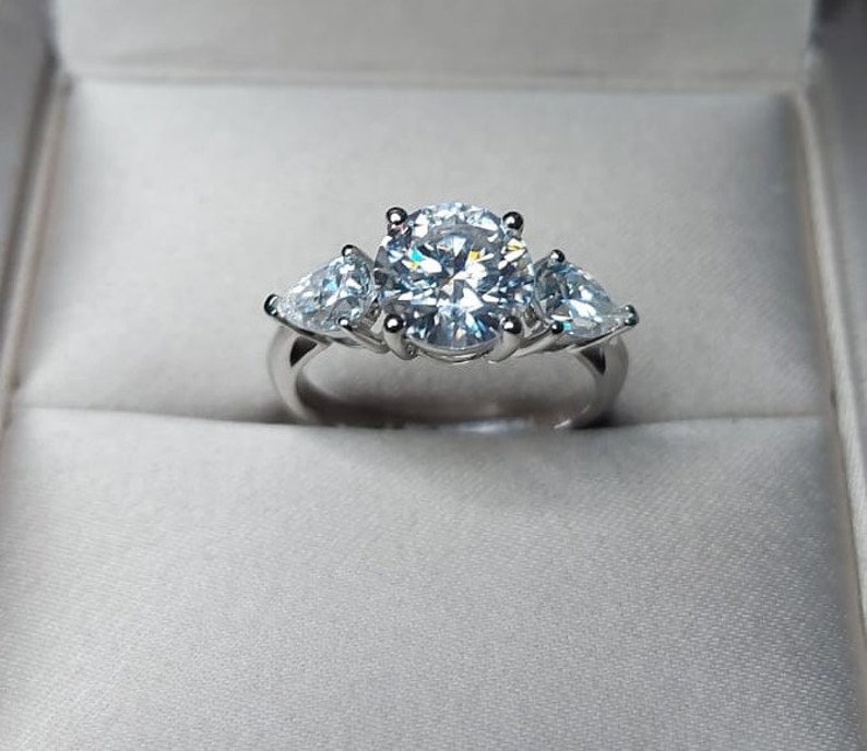 1.50CT Brilliant Cut Natural Diamond Engagement Ring, Round and Pear ...