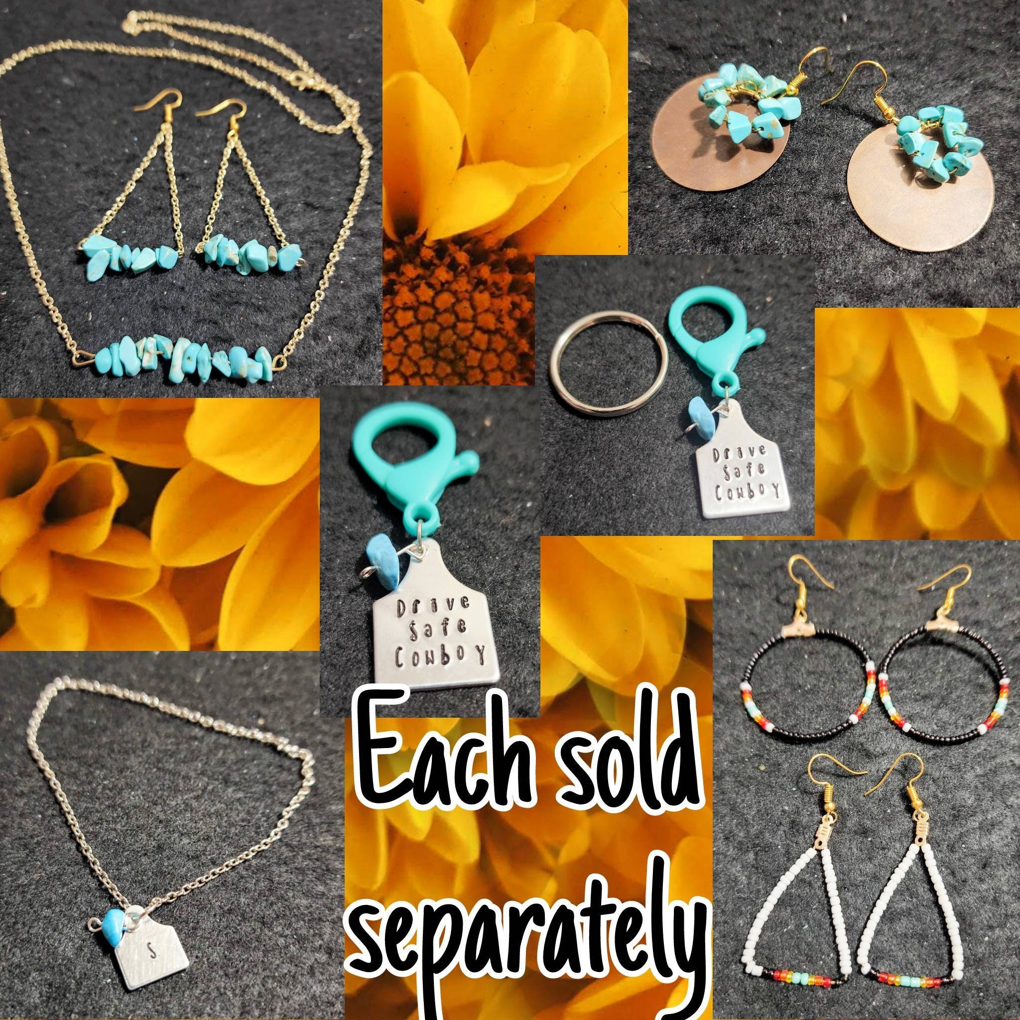 Handmade Turquoise Chip Jewelry Set: Western Style Necklace, Earrings ...