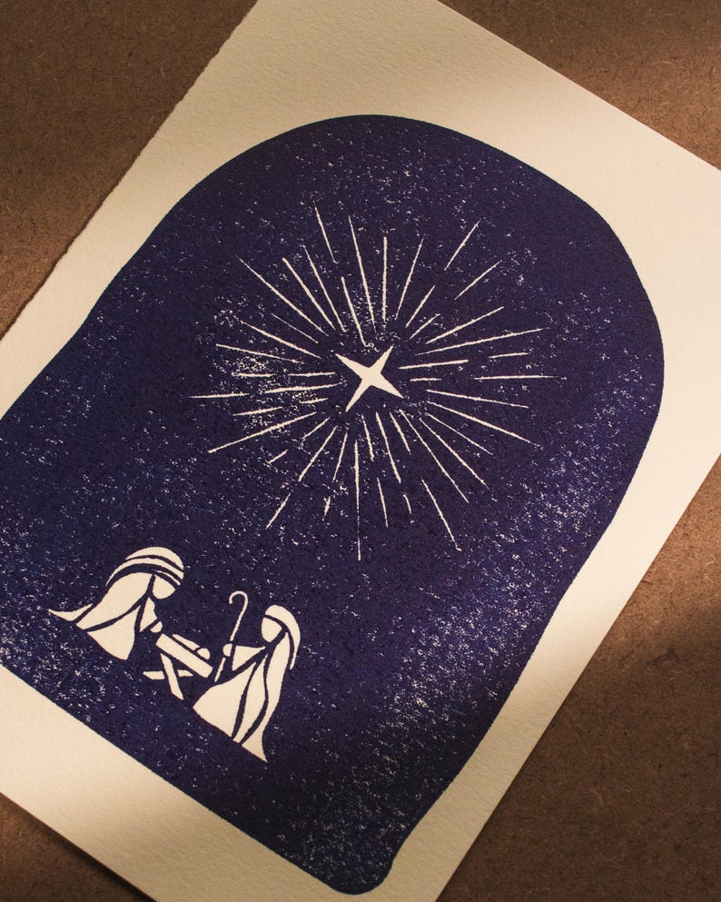Christmas Letterpress Card – Nativity Scene - Etsy