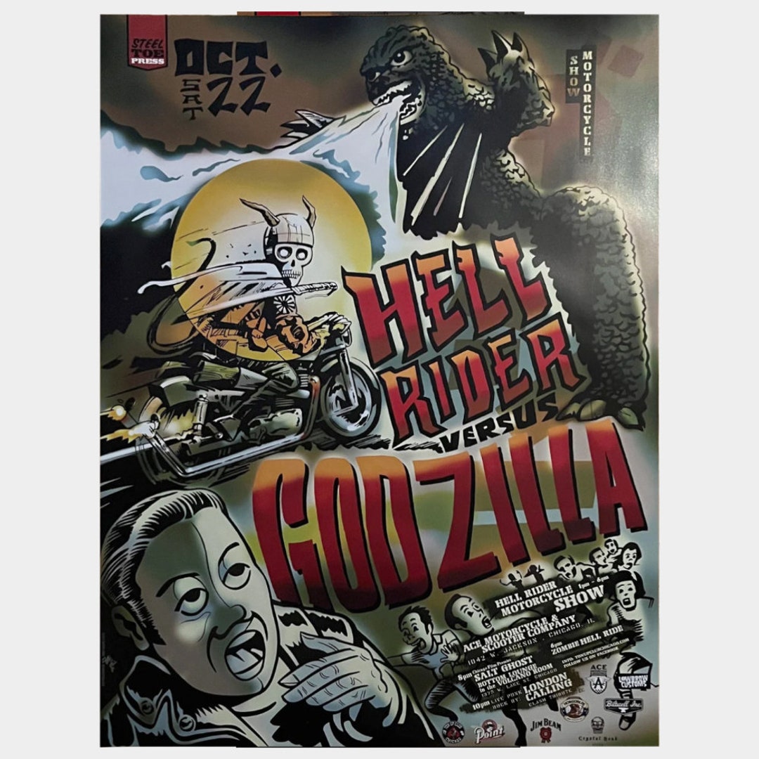 Hell Rider Versus Godzilla (2011) Chicago Motorcycle Event Poster ...