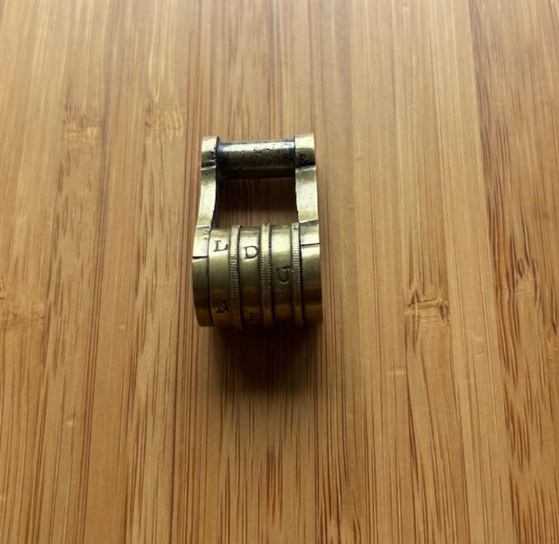 Miniature Antique Brass Combination Padlock, Combination Lock - Etsy