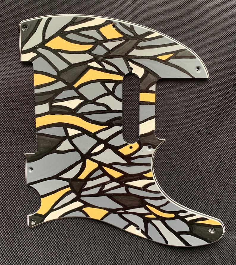Sue’s Hand-painted Telecaster Pick Guard -tones of Gray - Etsy