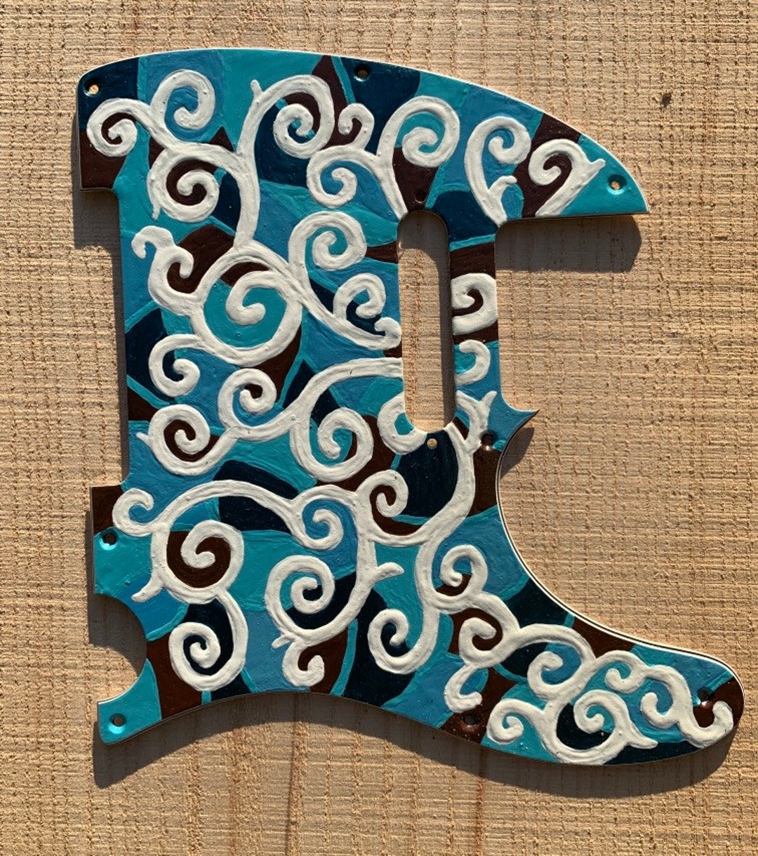 Sue’s Hand-painted Telecaster Pick Guard -blue Curlicues - Etsy