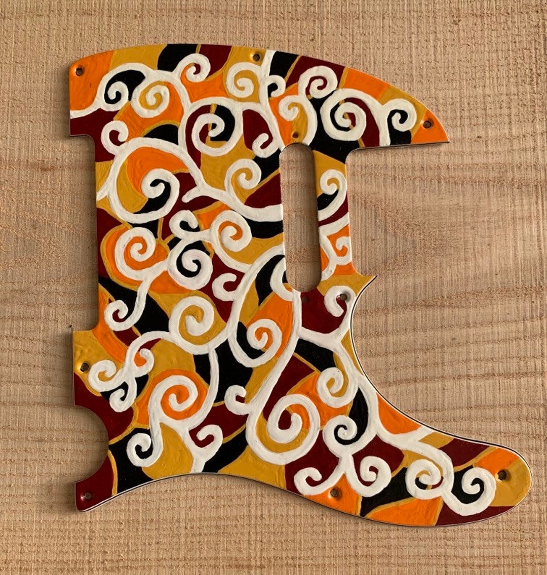 Sue’s Hand-painted Telecaster Pick Guard - Curlicues - Etsy