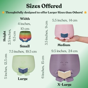 Cute Planter Book, Book Lover Gift, Unique Plant Pot Reading, Indoor ...