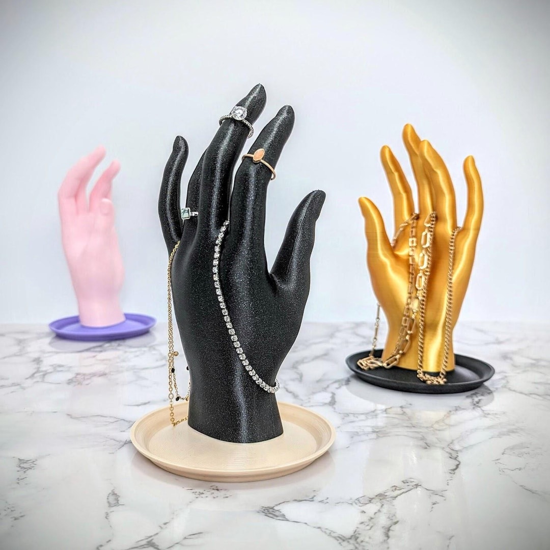 Ring Dish and Jewelry Holder, Hand Jewelry Stand for Rings, Necklaces ...