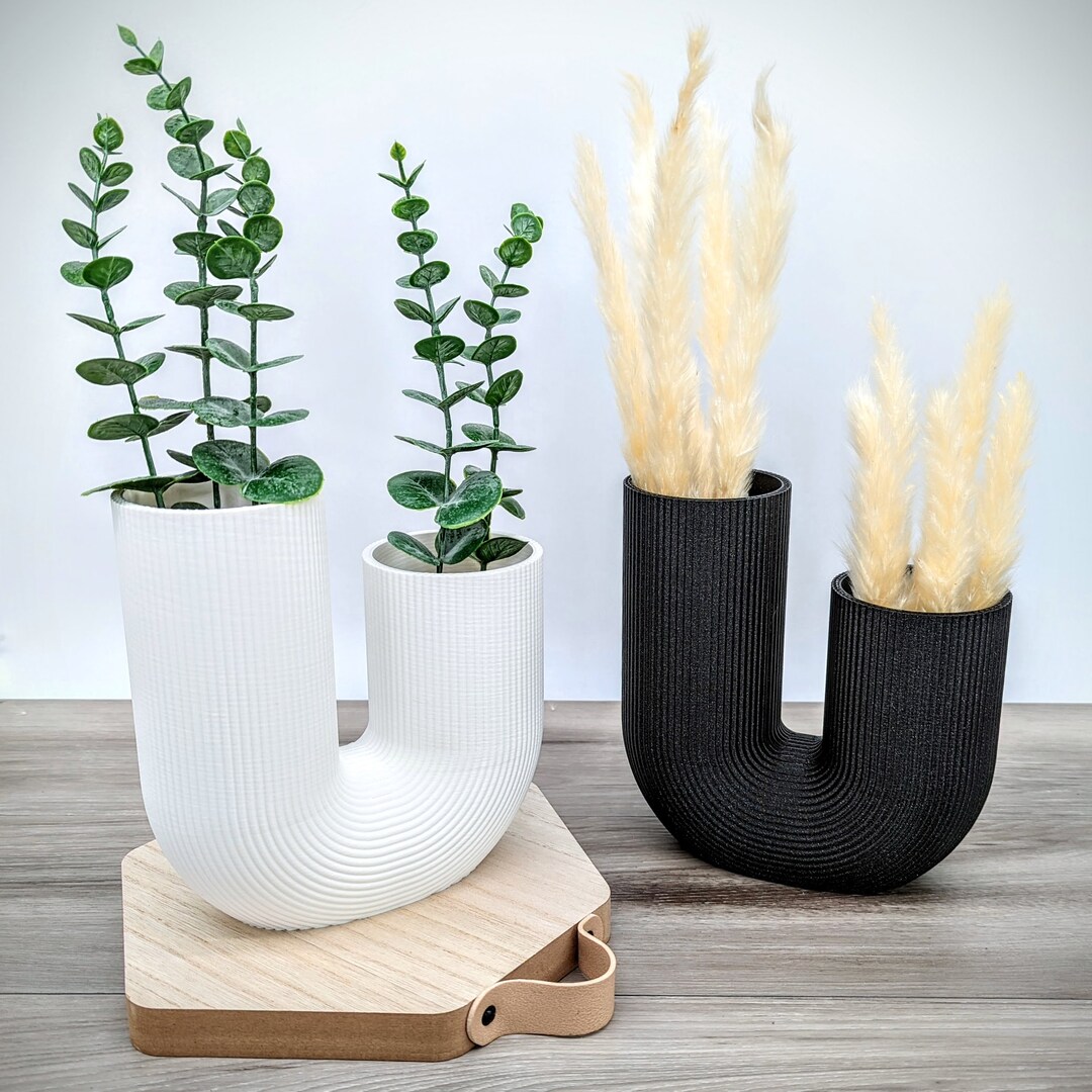 Textured Vase - Curved Vases - Modern Minimalist Vases for Dried ...