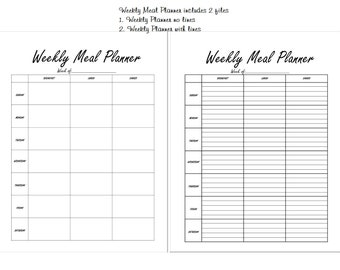 Printable Meal Plan, Digital Download, Planner, Weekly Planner, Meal ...