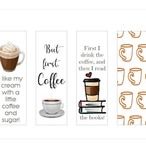 Coffee Lover Bookmarks: Printable Bookmark Set (digital Download) - Etsy