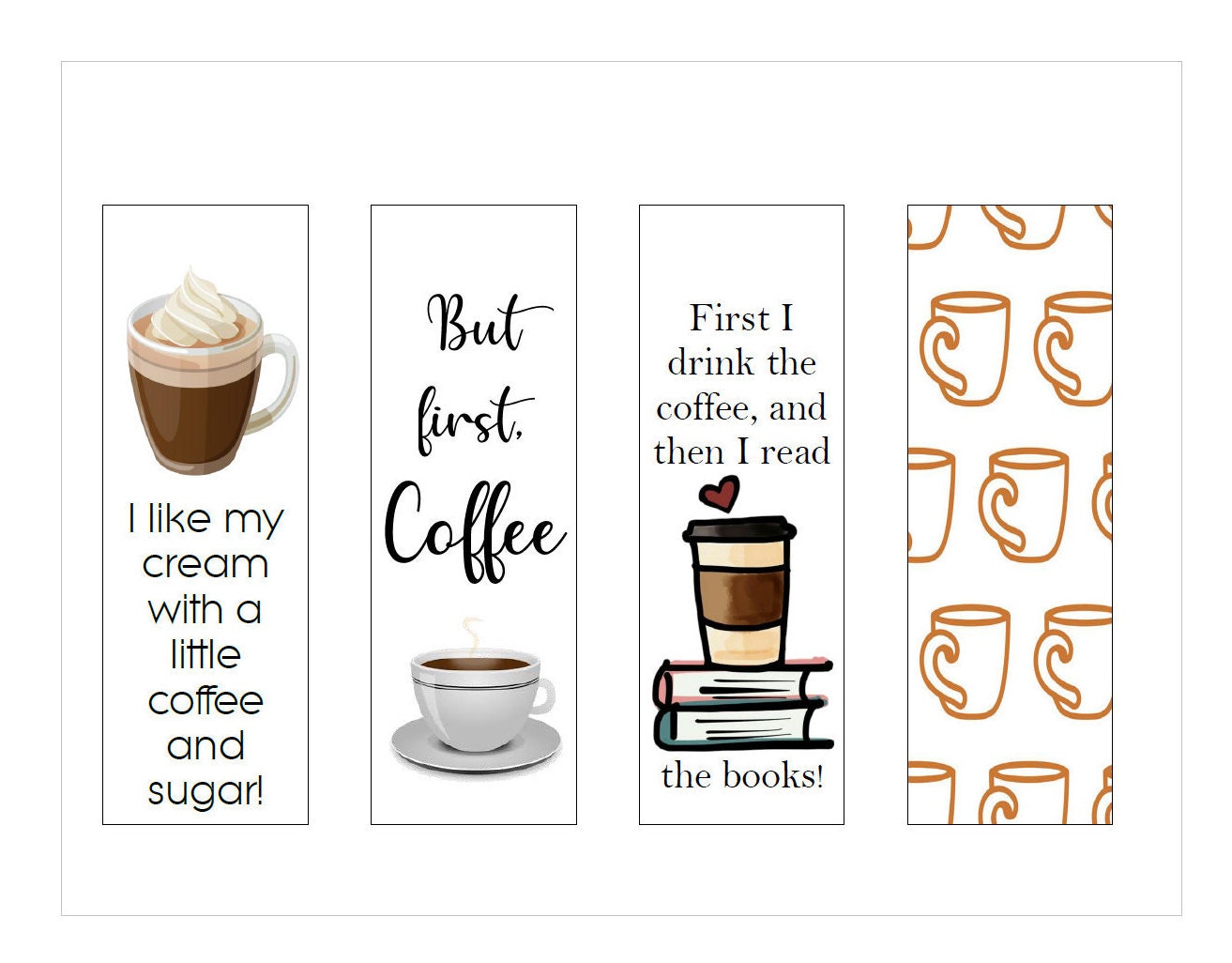 Coffee Lover Bookmarks: Printable Bookmark Set (digital Download) - Etsy